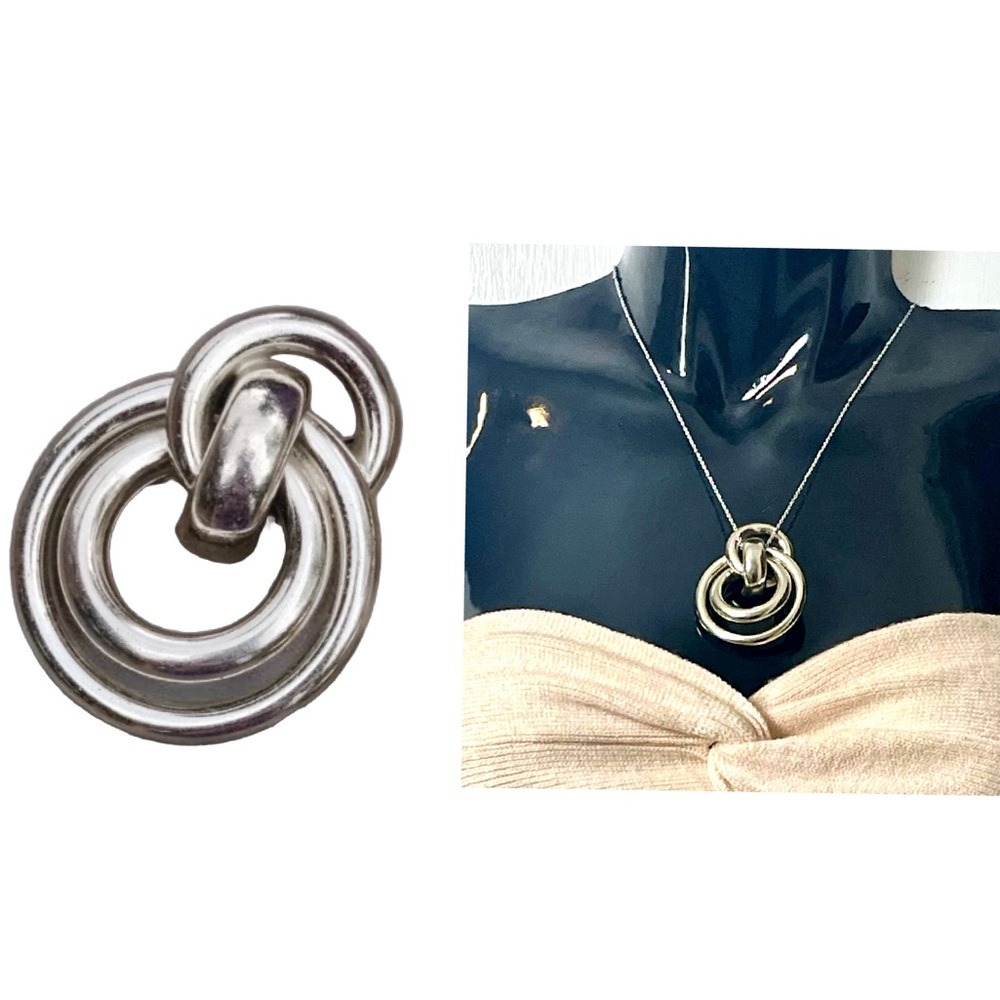 Vintage 70s Monet Signed Circle Collection Silver Ton… - Gem